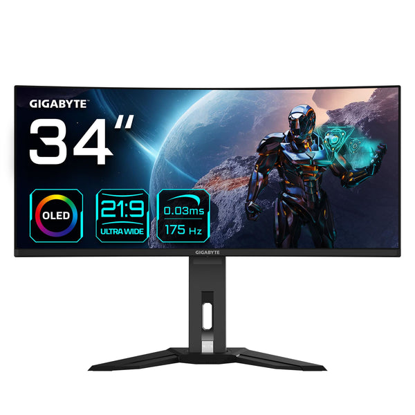 GIGABYTE MO34WQC 34" OLED WQHD Curved Gaming Monitor - 3440 x 1440/ 17 ...