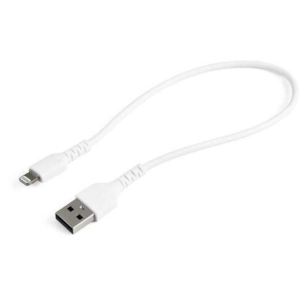 StarTech.com 12inch (30cm) Durable White USB-A to Lightning Cable - He ...